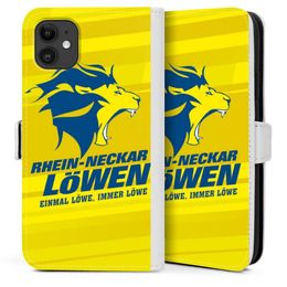 DeinDesign iPhone 11 Handy Klapph&uuml;lle Handyh&uuml;lle aus Kunst Leder wei&szlig; Flip Case Rnl Official Licensed Product Rhein-Neckar-L&ouml;wen Sideflip mit Lasche