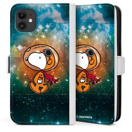 DeinDesign iPhone 11 Handy Klapph&uuml;lle Handyh&uuml;lle aus Kunst Leder wei&szlig; Flip Case Official Licensed Product Snoopy Astronaut Sideflip mit Lasche
