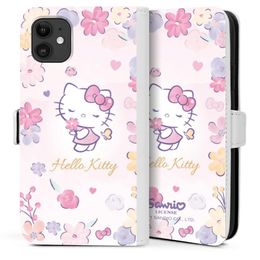 DeinDesign iPhone 11 Handy Klapph&uuml;lle Handyh&uuml;lle aus Kunst Leder wei&szlig; Flip Case Water Colour Hello Kitty Merchandise Sideflip mit Lasche