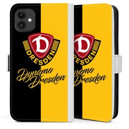DeinDesign iPhone 11 Handy Klapph&uuml;lle Handyh&uuml;lle aus Kunst Leder wei&szlig; Flip Case Sg Dynamo Dresden Official Licensed Product Sgd Sideflip mit Lasche