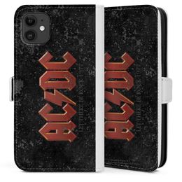 DeinDesign iPhone 11 Handy Klapph&uuml;lle Handyh&uuml;lle aus Kunst Leder wei&szlig; Flip Case Acdc Merchandise Logo Sideflip mit Lasche