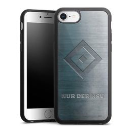 DeinDesign iPhone SE (2020) Handy Gallery Case Handyh&uuml;lle 9H Geh&auml;rtetes Glas R&uuml;ckseite H&uuml;lle Hsv Metallic Look Hamburger Sv Gallery Case
