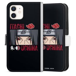 DeinDesign iPhone 12 Handy Klapph&uuml;lle Handyh&uuml;lle aus Kunst Leder wei&szlig; Flip Case Naruto Shippuden Manga Itachi Uchiha Sideflip mit Lasche