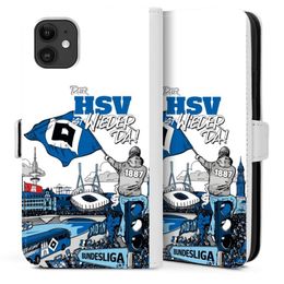 DeinDesign iPhone 11 Handy Klapph&uuml;lle Handyh&uuml;lle aus Kunst Leder wei&szlig; Flip Case Ascent Hamburger Sv Official Licensed Product Sideflip mit Lasche