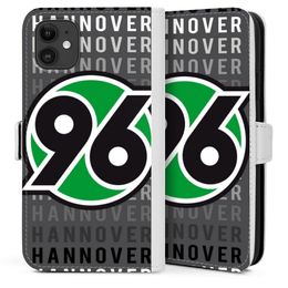 DeinDesign iPhone 11 Handy Klapph&uuml;lle Handyh&uuml;lle aus Kunst Leder wei&szlig; Flip Case H96 Hannover 96 Official Licensed Product Sideflip mit Lasche
