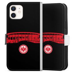 DeinDesign iPhone 12 Handy Klapph&uuml;lle Handyh&uuml;lle aus Kunst Leder wei&szlig; Flip Case Official Licensed Product Eintracht Frankfurt Stadium Sideflip mit Lasche