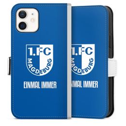 DeinDesign iPhone 12 Handy Klapph&uuml;lle Handyh&uuml;lle aus Kunst Leder wei&szlig; Flip Case Coat Of Arms Official Licensed Product 1. Fc Magdeburg Sideflip mit Lasche