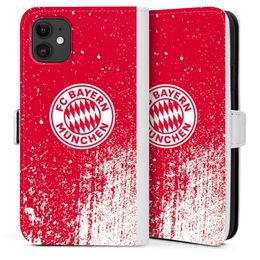 DeinDesign iPhone 11 Handy Klapph&uuml;lle Handyh&uuml;lle aus Kunst Leder wei&szlig; Flip Case Fcb Fc Bayern M&uuml;nchen Official Licensed Product Sideflip mit Lasche