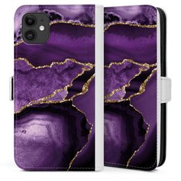 DeinDesign iPhone 11 Handy Klapph&uuml;lle Handyh&uuml;lle aus Kunst Leder wei&szlig; Flip Case Pink Glitzer Marble Sideflip mit Lasche