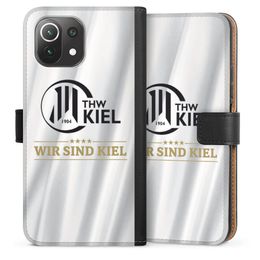 DeinDesign Xiaomi Mi 11 Lite 5G Handy Klapph&uuml;lle Handyh&uuml;lle aus Kunst Leder schwarz Flip Case Handball Official Licensed Product Thw Kiel Sideflip mit langer 