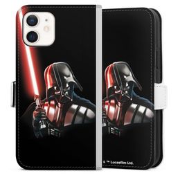 DeinDesign iPhone 12 Handy Klapph&uuml;lle Handyh&uuml;lle aus Kunst Leder wei&szlig; Flip Case Merchandise Darth Vader Star Wars Sideflip mit Lasche