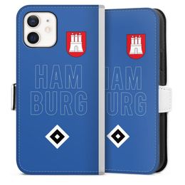 DeinDesign iPhone 12 Handy Klapph&uuml;lle Handyh&uuml;lle aus Kunst Leder wei&szlig; Flip Case Official Licensed Product Hamburg Hamburger Sv Sideflip mit Lasche