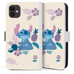 DeinDesign iPhone 11 Handy Klapph&uuml;lle Handyh&uuml;lle aus Kunst Leder wei&szlig; Flip Case Flowers Lilo & Stitch Official Licensed Product Sideflip mit Lasche