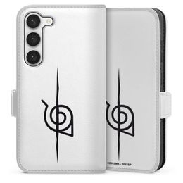 DeinDesign Galaxy S23 Handy Klapph&uuml;lle Handyh&uuml;lle aus Kunst Leder wei&szlig; Flip Case Konoha Sasuke Naruto Shippuden Sideflip mit Lasche