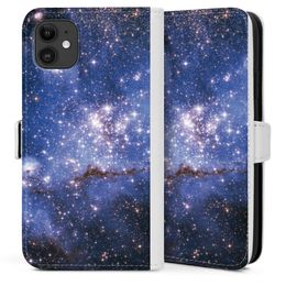 DeinDesign iPhone 11 Handy Klapph&uuml;lle Handyh&uuml;lle aus Kunst Leder wei&szlig; Flip Case Galaxy Weltall Weltraum Sideflip mit Lasche