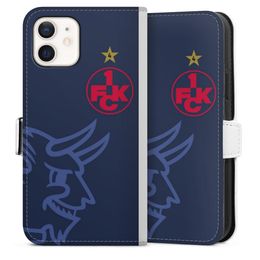 DeinDesign iPhone 12 Handy Klapph&uuml;lle Handyh&uuml;lle aus Kunst Leder wei&szlig; Flip Case Logo 1. Fc Kaiserslautern 1. Fck Sideflip mit Lasche