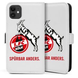 DeinDesign iPhone 11 Handy Klapph&uuml;lle Handyh&uuml;lle aus Kunst Leder wei&szlig; Flip Case Official Licensed Product Transparent 1. Fc K&ouml;ln Sideflip mit Lasche
