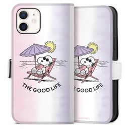 DeinDesign iPhone 12 Handy Klapph&uuml;lle Handyh&uuml;lle aus Kunst Leder wei&szlig; Flip Case Snoopy Official Licensed Product Peanuts Sideflip mit Lasche