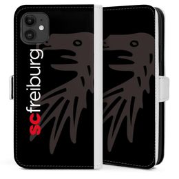 DeinDesign iPhone 11 Handy Klapph&uuml;lle Handyh&uuml;lle aus Kunst Leder wei&szlig; Flip Case Logo Sc Freiburg Official Licensed Product Sideflip mit Lasche
