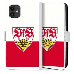 DeinDesign iPhone 11 Handy Klapph&uuml;lle Handyh&uuml;lle aus Kunst Leder wei&szlig; Flip Case Vfb Stuttgart Logo Official Licensed Product Sideflip mit Lasche