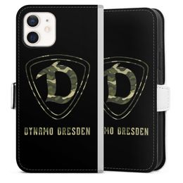 DeinDesign iPhone 12 Handy Klapph&uuml;lle Handyh&uuml;lle aus Kunst Leder wei&szlig; Flip Case Sgd Official Licensed Product Sg Dynamo Dresden Sideflip mit Lasche