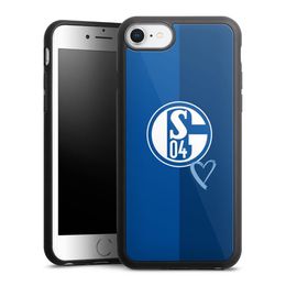 DeinDesign iPhone SE (2020) Handy Gallery Case Handyh&uuml;lle 9H Geh&auml;rtetes Glas R&uuml;ckseite H&uuml;lle Fc Schalke 04 Heart Gallery Case