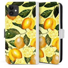 DeinDesign iPhone 11 Handy Klapph&uuml;lle Handyh&uuml;lle aus Kunst Leder wei&szlig; Flip Case Fruits Lemon Summer Sideflip mit Lasche