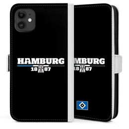 DeinDesign iPhone 11 Handy Klapph&uuml;lle Handyh&uuml;lle aus Kunst Leder wei&szlig; Flip Case Hamburg Official Licensed Product Hsv Sideflip mit Lasche
