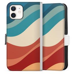 DeinDesign iPhone 12 Handy Klapph&uuml;lle Handyh&uuml;lle aus Kunst Leder wei&szlig; Flip Case Colour Wave Ombre Sideflip mit Lasche