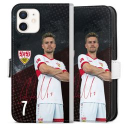 DeinDesign iPhone 12 Handy Klapph&uuml;lle Handyh&uuml;lle aus Kunst Leder wei&szlig; Flip Case Official Licensed Product Maximilian Mittelst&auml;dt Vfb Stuttgart Sideflip mit 
