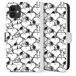 DeinDesign iPhone 11 Handy Klapph&uuml;lle Handyh&uuml;lle aus Kunst Leder wei&szlig; Flip Case Peanuts Snoopy Muster Sideflip mit Lasche