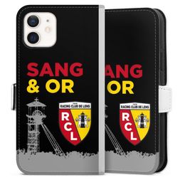 DeinDesign iPhone 12 Handy Klapph&uuml;lle Handyh&uuml;lle aus Kunst Leder wei&szlig; Flip Case Racing Club De Lens Official Licensed Product Rcl Sideflip mit Lasche