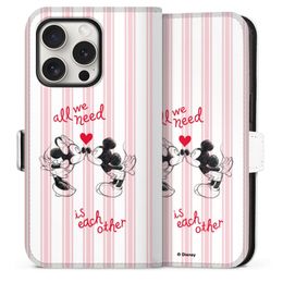 DeinDesign iPhone 15 Pro Handy Klapph&uuml;lle Handyh&uuml;lle aus Kunst Leder wei&szlig; Flip Case Love Disney Sideflip mit Lasche