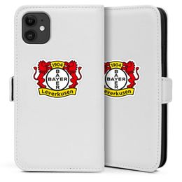 DeinDesign iPhone 11 Handy Klapph&uuml;lle Handyh&uuml;lle aus Kunst Leder wei&szlig; Flip Case Logo Bayer 04 Leverkusen Official Licensed Product Sideflip mit Lasche