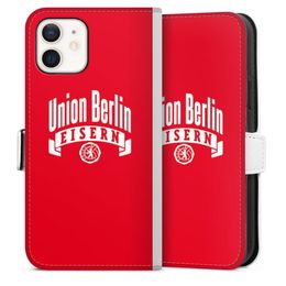 DeinDesign iPhone 12 Handy Klapph&uuml;lle Handyh&uuml;lle aus Kunst Leder wei&szlig; Flip Case 1. Fc Union Berlin Official Licensed Product Fcu Sideflip mit Lasche