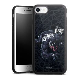 DeinDesign iPhone SE (2020) Handy Gallery Case Handyh&uuml;lle 9H Geh&auml;rtetes Glas R&uuml;ckseite H&uuml;lle Spiderman Marvel Venom Gallery Case