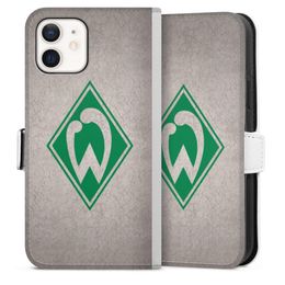 DeinDesign iPhone 12 Handy Klapph&uuml;lle Handyh&uuml;lle aus Kunst Leder wei&szlig; Flip Case Concrete Official Licensed Product Sv Werder Bremen Sideflip mit Lasche