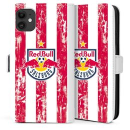 DeinDesign iPhone 11 Handy Klapph&uuml;lle Handyh&uuml;lle aus Kunst Leder wei&szlig; Flip Case Stripes Fc Red Bull Salzburg Official Licensed Product Sideflip mit Lasche