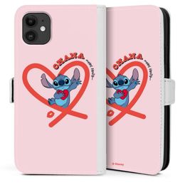DeinDesign iPhone 11 Handy Klapph&uuml;lle Handyh&uuml;lle aus Kunst Leder wei&szlig; Flip Case Heart Lilo & Stitch Disney Sideflip mit Lasche
