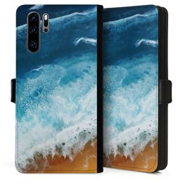 DeinDesign Huawei P30 Pro Handy Klapph&uuml;lle Handyh&uuml;lle aus Kunst Leder schwarz Flip Case Summer Water Beach Sideflip mit langer Lasche