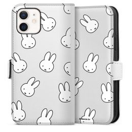 DeinDesign iPhone 12 Handy Klapph&uuml;lle Handyh&uuml;lle aus Kunst Leder wei&szlig; Flip Case Muster Miffy Transparent Sideflip mit Lasche