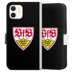 DeinDesign iPhone 12 Handy Klapph&uuml;lle Handyh&uuml;lle aus Kunst Leder wei&szlig; Flip Case Vfb Stuttgart Coat Of Arms Official Licensed Product Sideflip mit Lasche