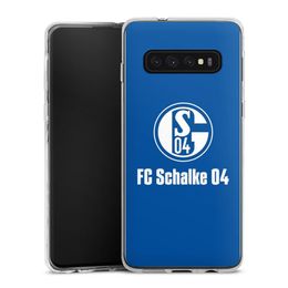 DeinDesign Galaxy S10 Plus Handy Silikon H&uuml;lle Case transparent Handyh&uuml;lle Fc Schalke 04 Official Licensed Product Logo Silikon Case