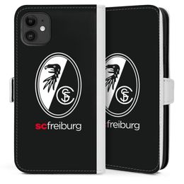 DeinDesign iPhone 11 Handy Klapph&uuml;lle Handyh&uuml;lle aus Kunst Leder wei&szlig; Flip Case Sc Freiburg Official Licensed Product Coat Of Arms Sideflip mit Lasche