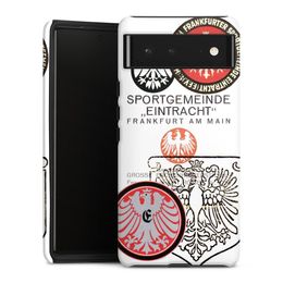 DeinDesign Google Pixel 6 Handy Panzer Handyh&uuml;lle robuste Outdoor H&uuml;lle Schutzh&uuml;lle matt Retro Eintracht Frankfurt Official Licensed Product Tough Case