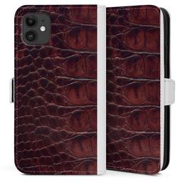 DeinDesign iPhone 11 Handy Klapph&uuml;lle Handyh&uuml;lle aus Kunst Leder wei&szlig; Flip Case Leather Crocodile Animal Print Sideflip mit Lasche