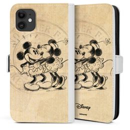 DeinDesign iPhone 11 Handy Klapph&uuml;lle Handyh&uuml;lle aus Kunst Leder wei&szlig; Flip Case Minnie Mouse Vintage Mickey Mouse Sideflip mit Lasche