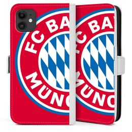 DeinDesign iPhone 11 Handy Klapph&uuml;lle Handyh&uuml;lle aus Kunst Leder wei&szlig; Flip Case Official Licensed Product Fcb Fc Bayern M&uuml;nchen Sideflip mit Lasche