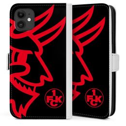 DeinDesign iPhone 11 Handy Klapph&uuml;lle Handyh&uuml;lle aus Kunst Leder wei&szlig; Flip Case 1. Fc Kaiserslautern Logo Official Licensed Product Sideflip mit Lasche