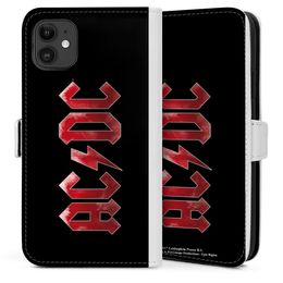 DeinDesign iPhone 11 Handy Klapph&uuml;lle Handyh&uuml;lle aus Kunst Leder wei&szlig; Flip Case Acdc Merchandise Logo Sideflip mit Lasche